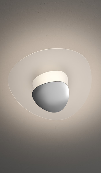 Minimalist frosted glass ceiling lamp plettro - Elesi Luce